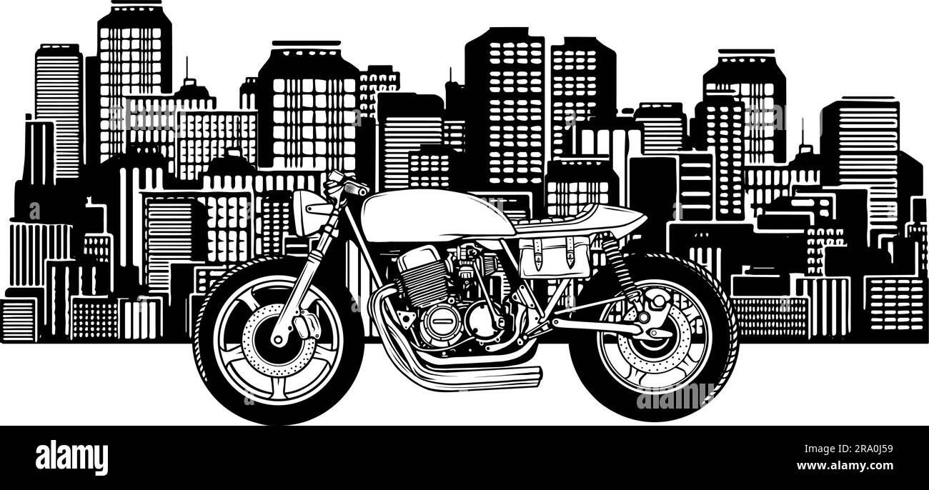 Cafe racer motorcycle bike outline vector illustration Stock Vector ...