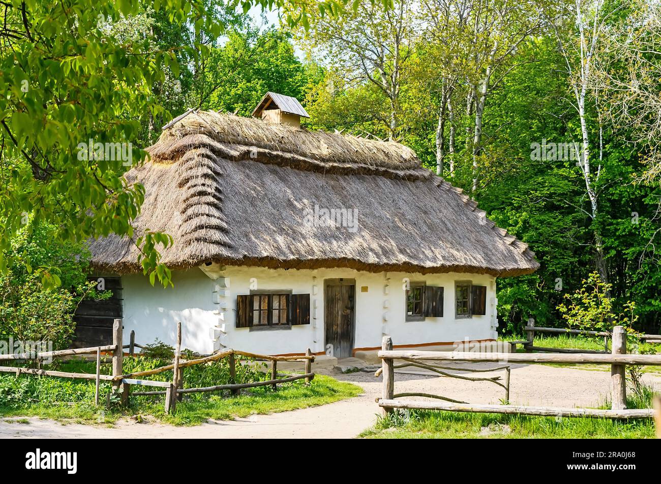 A typical ukrainian antique house, in Pirogovo near Kiev Stock Photo ...