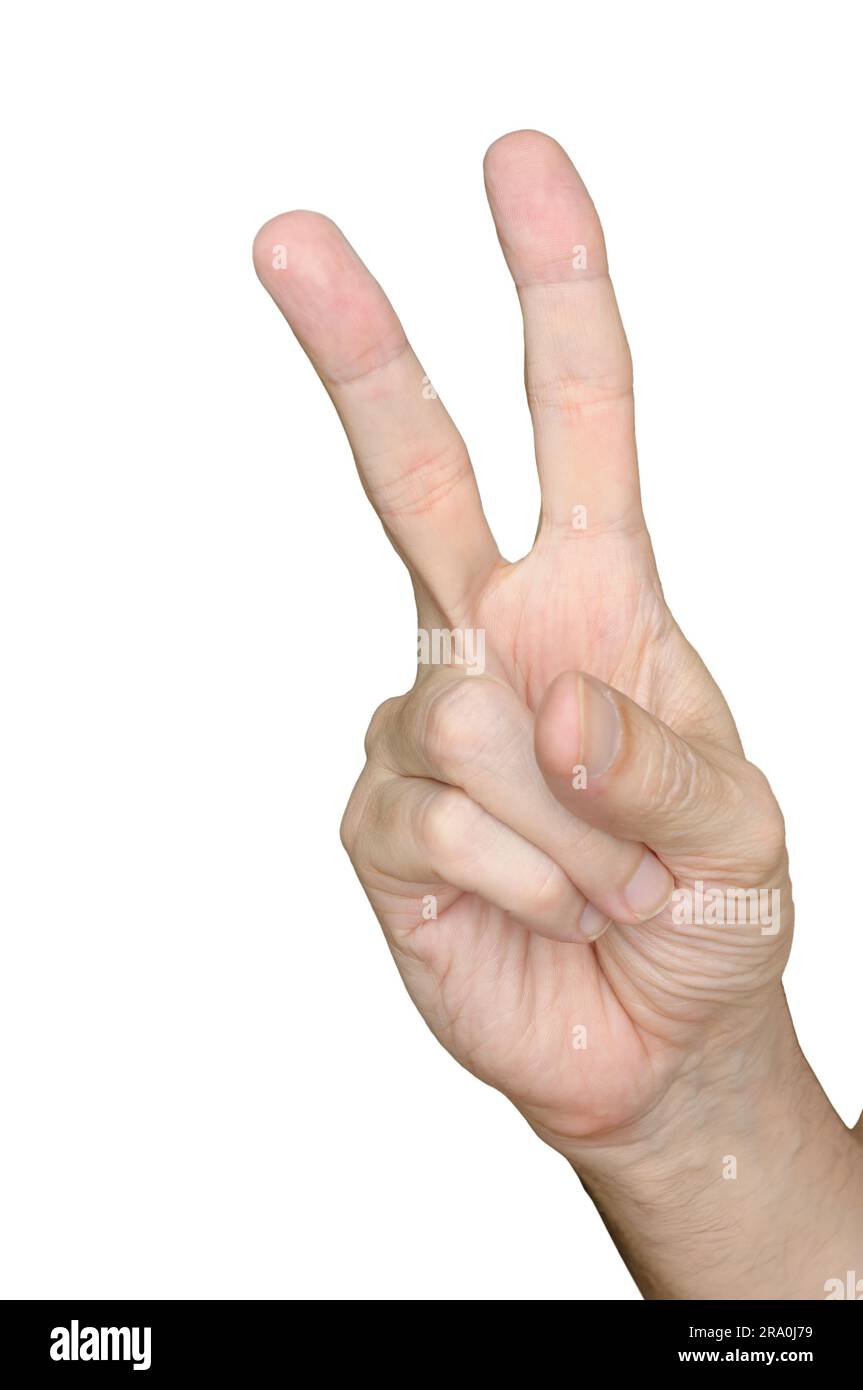 Hand indicating the number two with fingers Stock Photo - Alamy