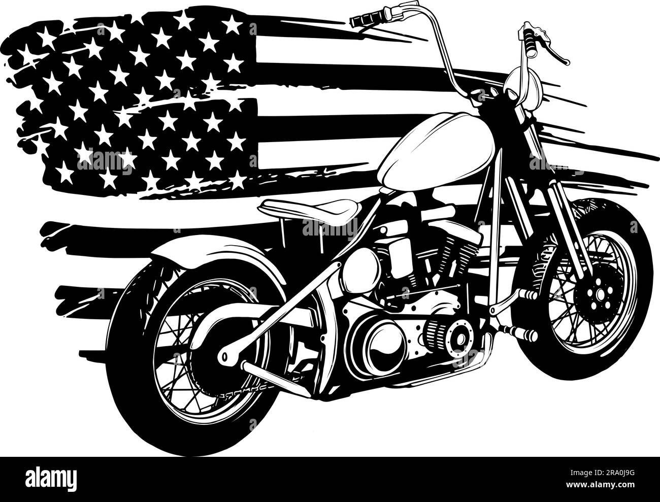 vector illustration of motorcycle in black and white outline Stock ...
