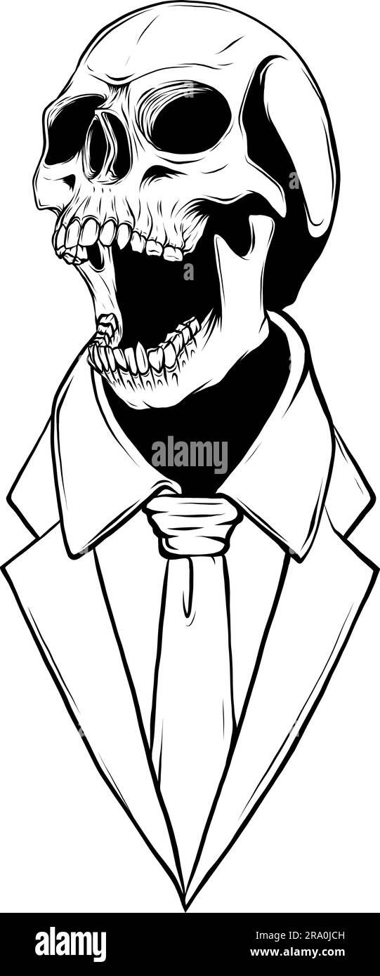 vector illustration of outline human skull design Stock Vector Image ...