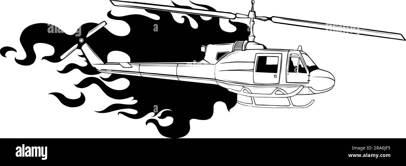 vector illustration of outline Helicopter design art Stock Vector Image ...