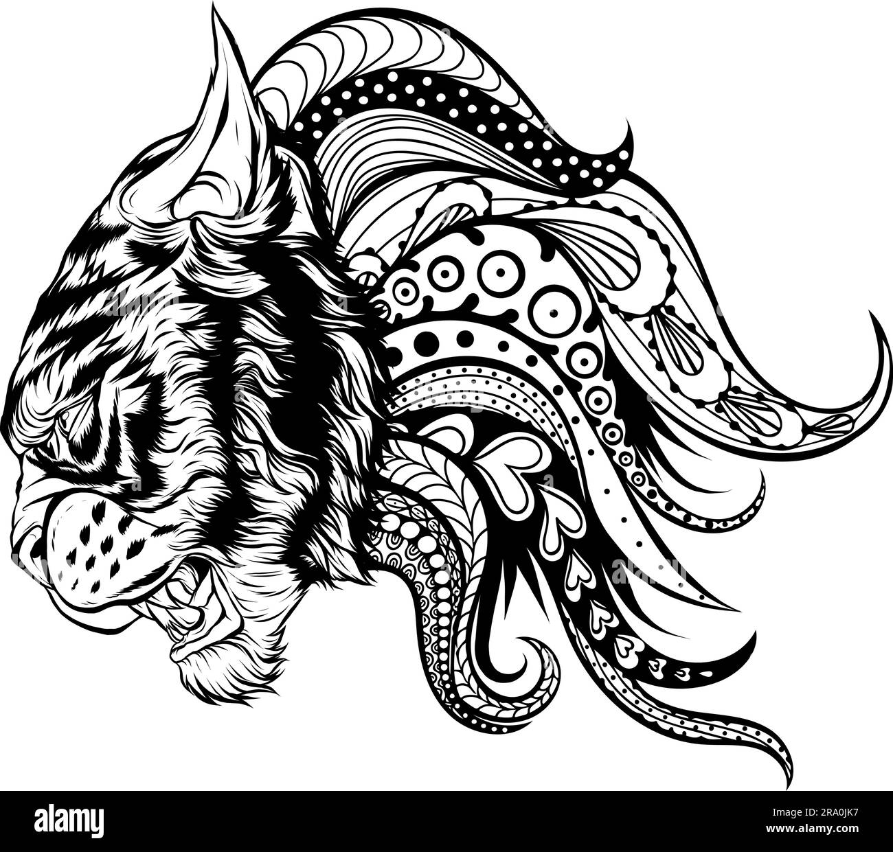 Cartoon single tiger Black and White Stock Photos & Images - Alamy