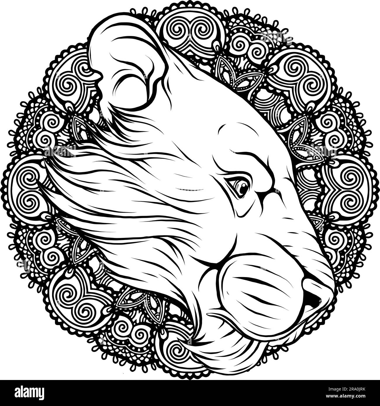 illustration vector of Lion head outline design Stock Vector Image ...