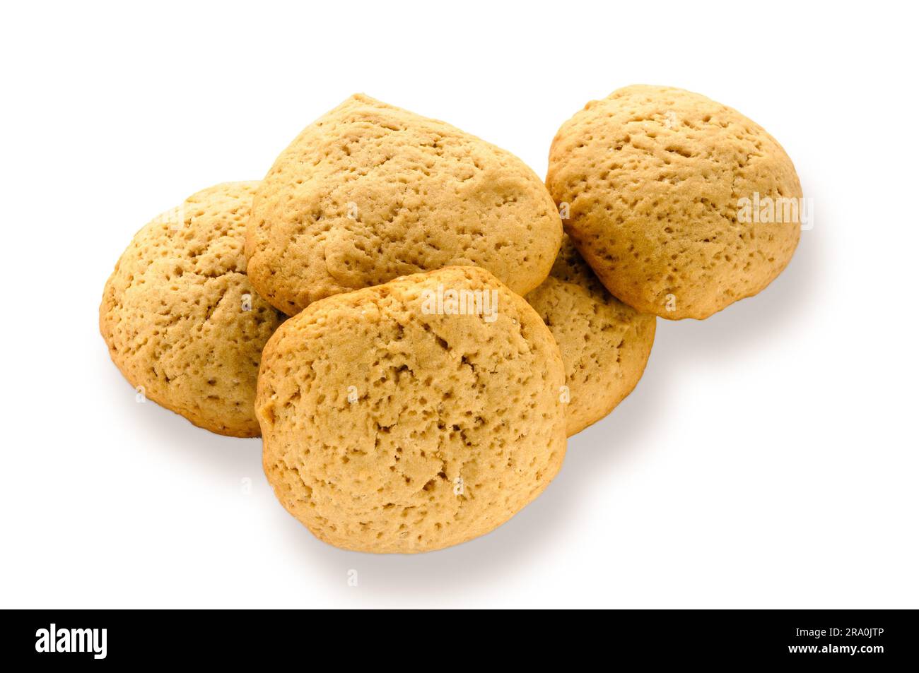 Five simple homemade cookies on white background Stock Photo - Alamy