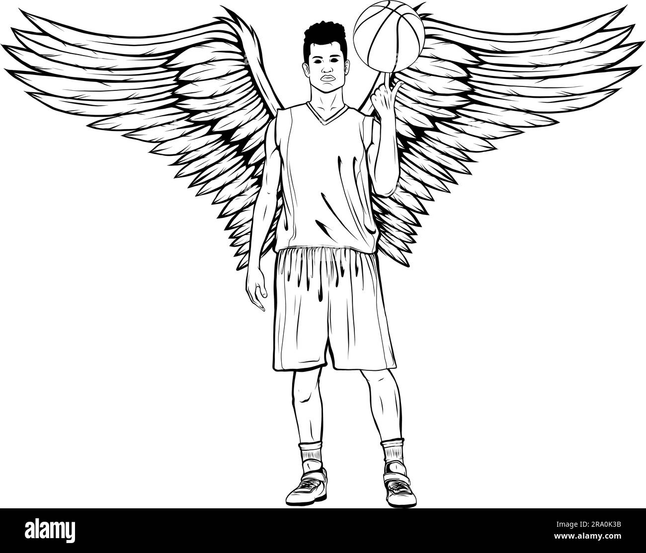 Basketball player with a ball outline vector illustration Stock Vector ...