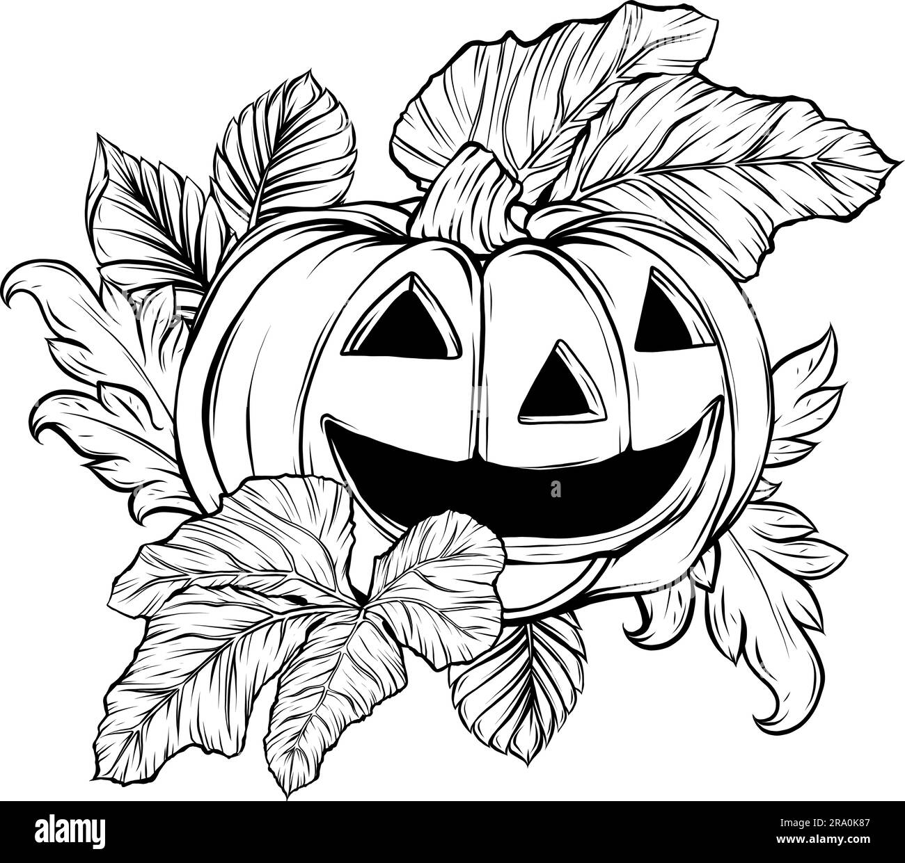Halloween pumpkin. Vector illustration. Thin line art icon on white ...