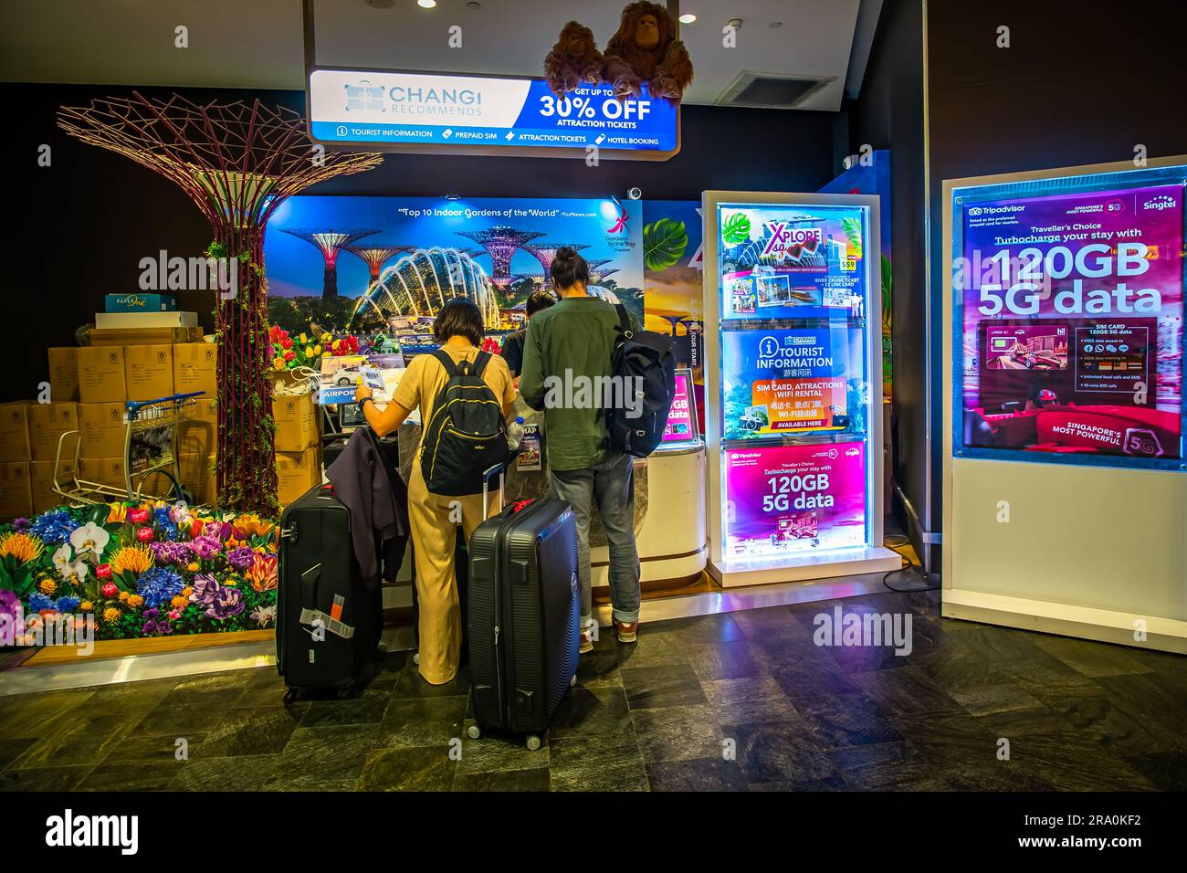 Tourists purchasing their Attraction Tickets, Prepaid SIM, hotel or ...