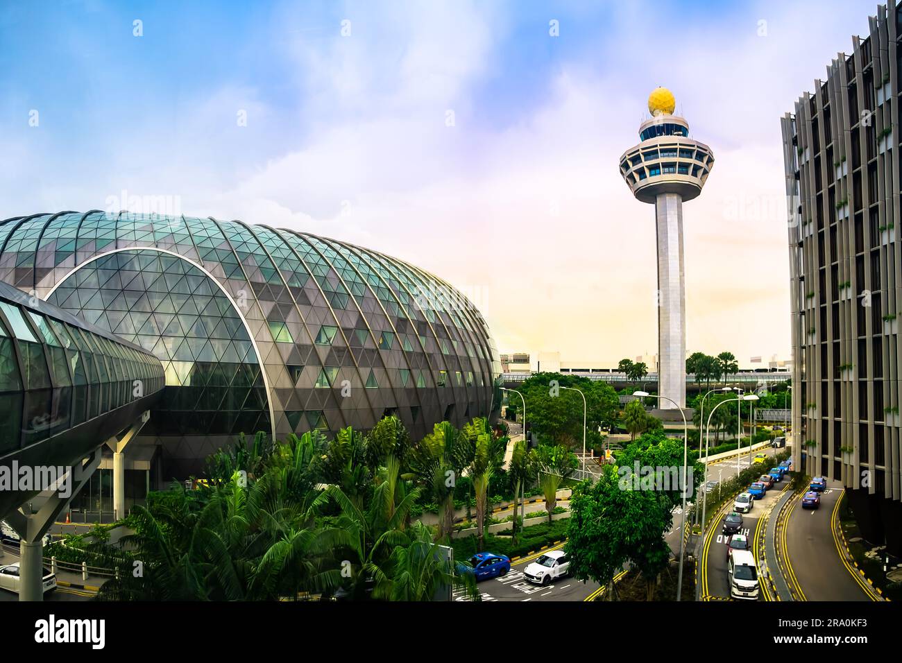 Exterior view of Jewel Changi and Airport Control Tower. Jewel Changi ...