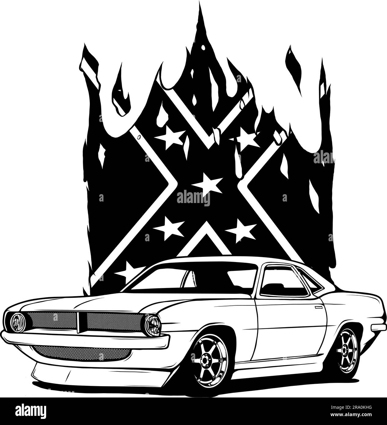 Muscle cars line art. Automotive vector illustration. Vintage sports ...