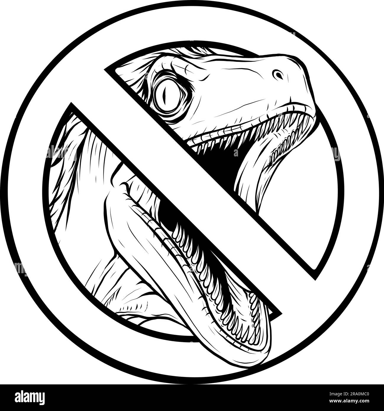 Hand drawn illustration of a raptor dinosaur outline Stock Vector Image ...