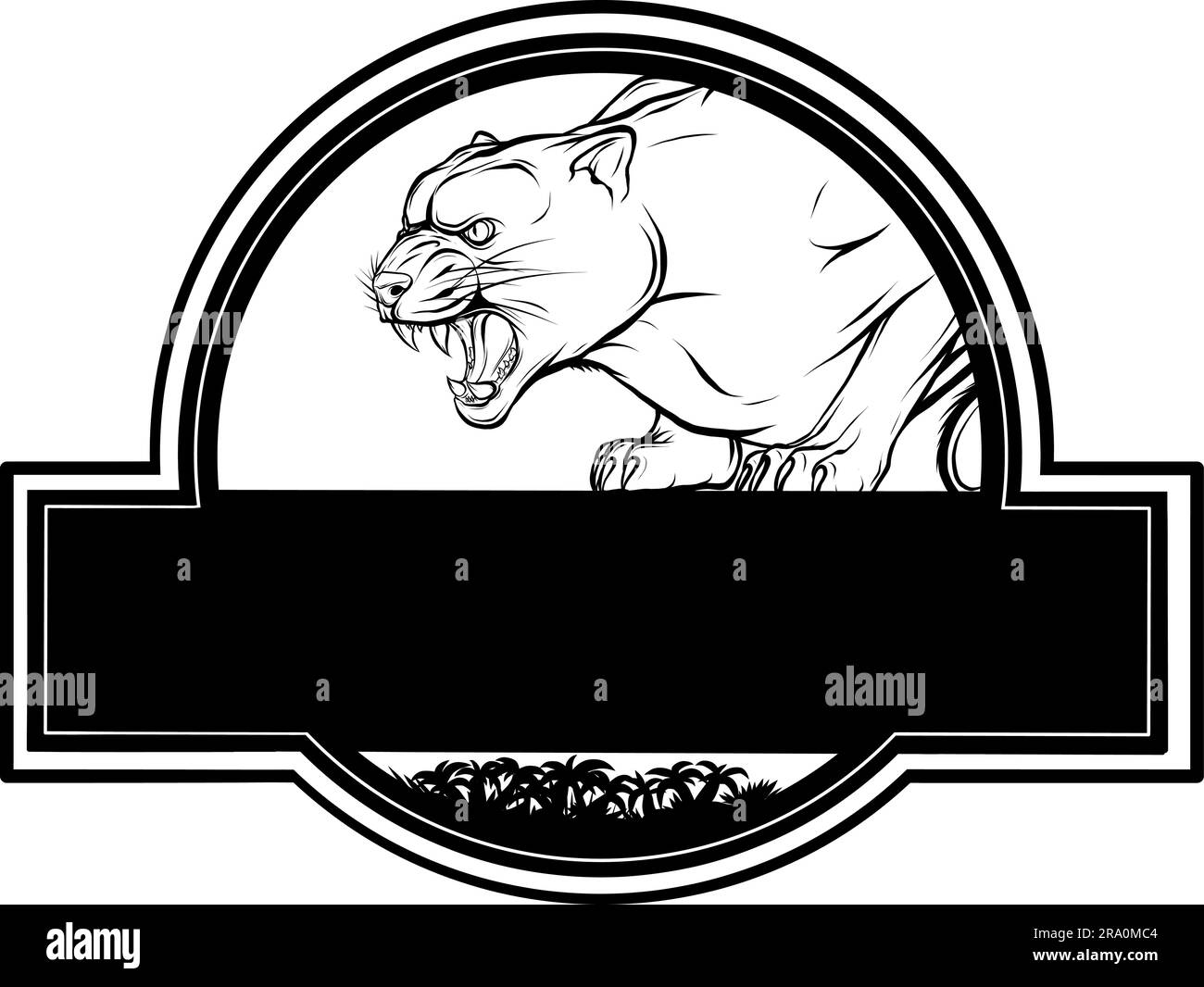 Contour linear drawing illustration of the wild puma Stock Vector Image ...