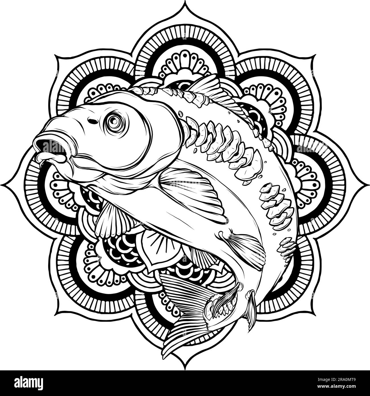 vector illustration of outline Carp fish design Stock Vector Image ...