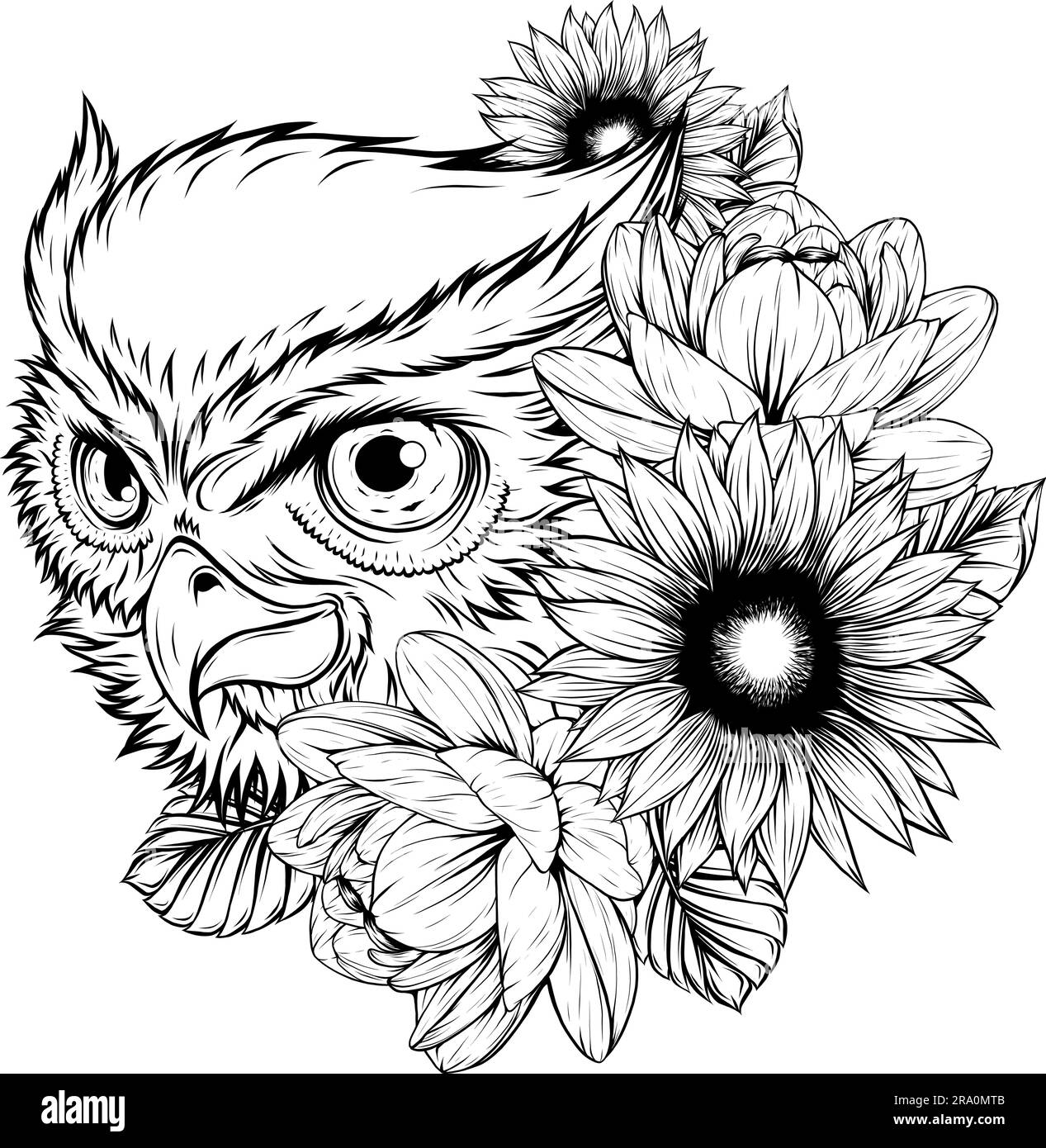 vector illustration of outline Owl head design Stock Vector Image & Art ...