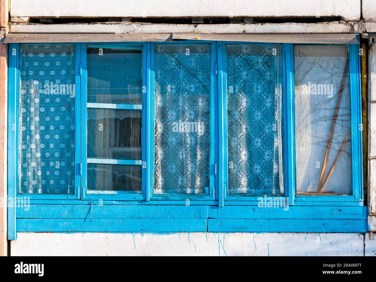 Window of a traditional appartment of a Soviet building, in Kiev ...