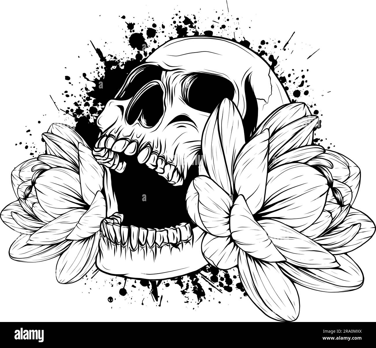 vector illustration of outline human skull design Stock Vector Image ...