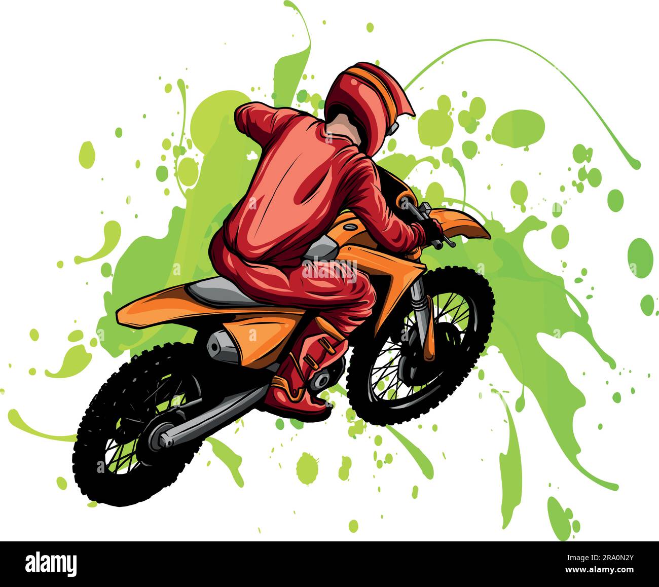 motocross rider jumping riding the motocross bike vector Stock Vector ...