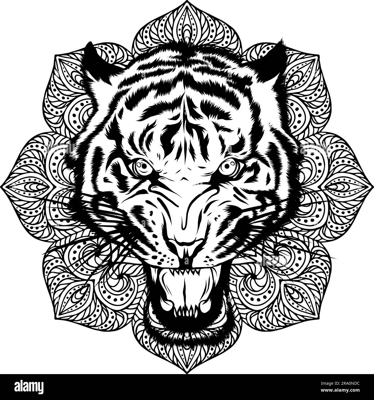 outline of Tiger head vector illustration design Stock Vector Image ...