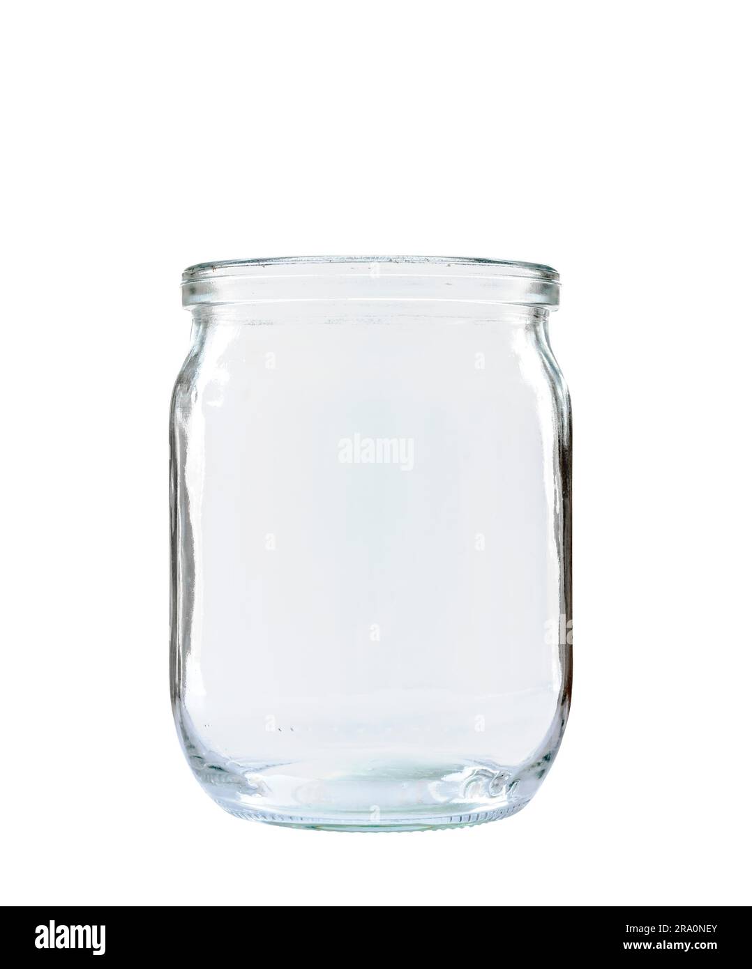 Transparent glass jar without top on white background Stock Photo - Alamy