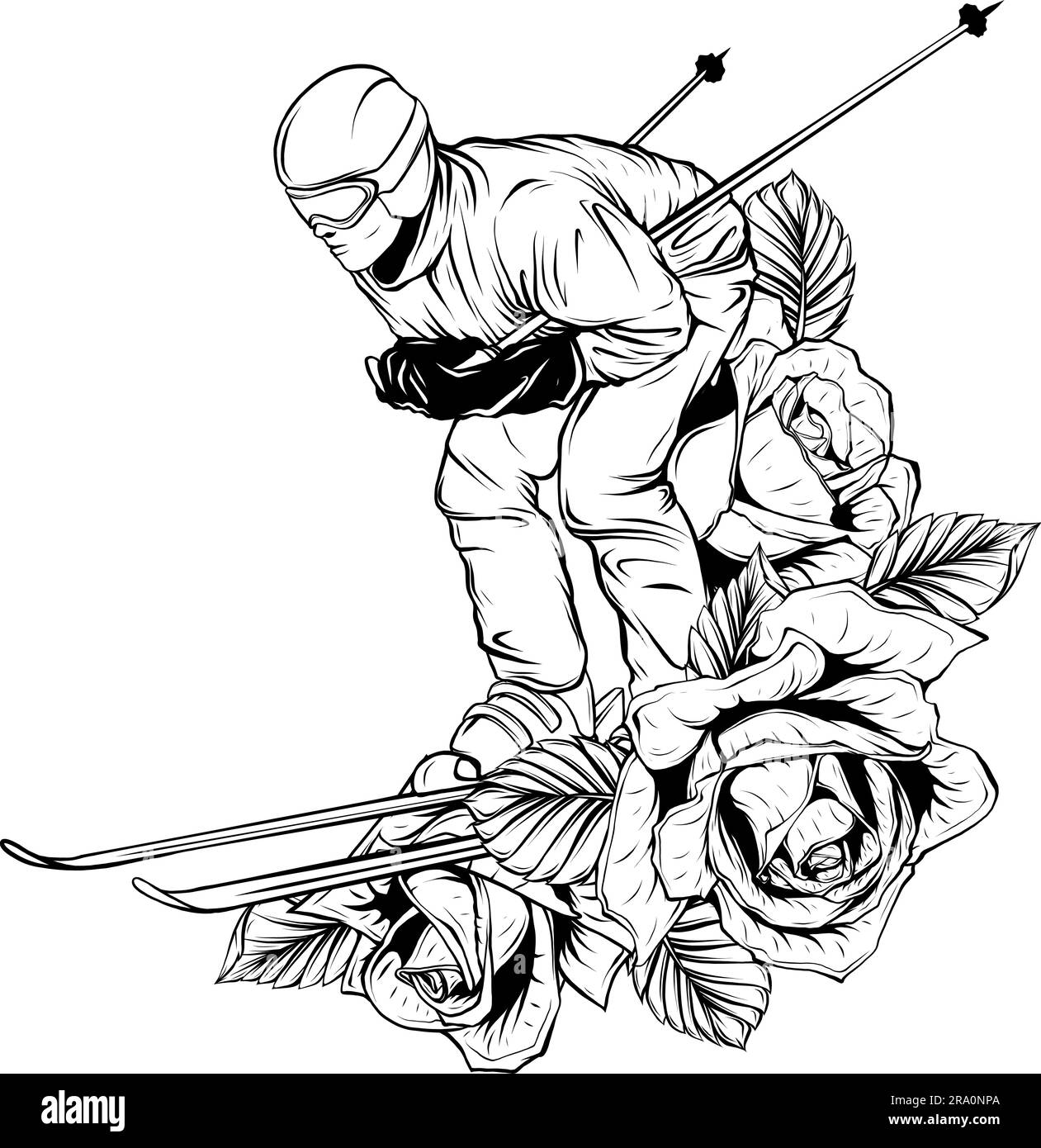 vector illustration of skiern in black outline Stock Vector Image & Art ...