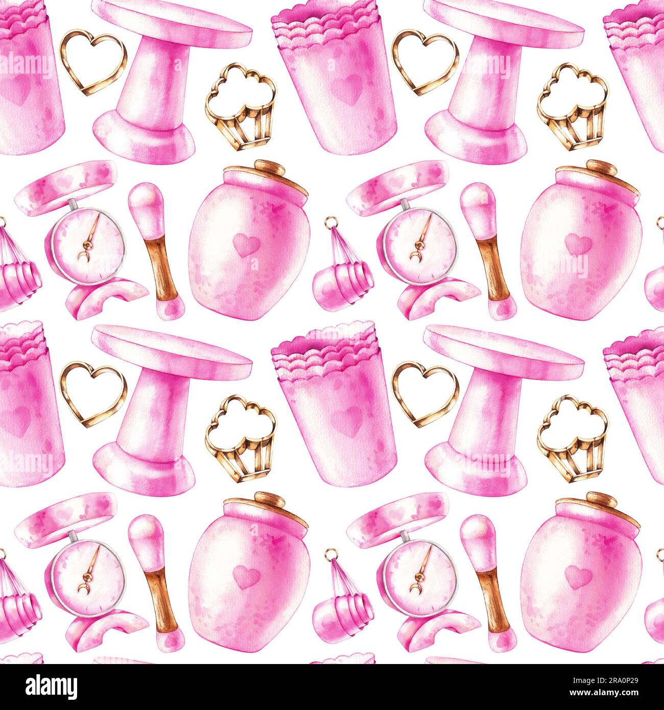 Pattern of tools for baking on a white background. Seamless culinary ...