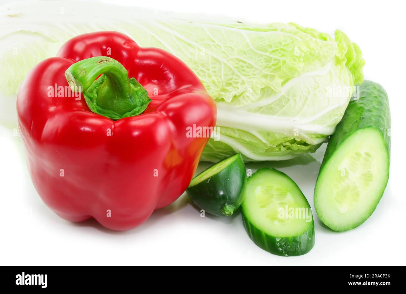Fresh vegetables (chinese cabbage) (paprika and sliced cucumber ...