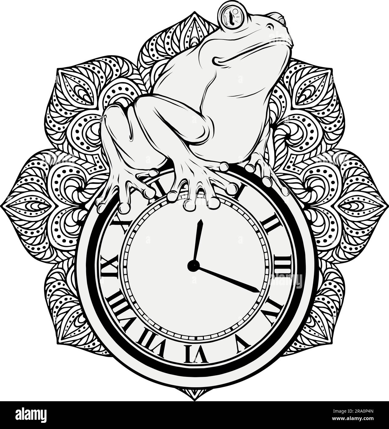 vector frog in black and white outline Stock Vector Image & Art - Alamy