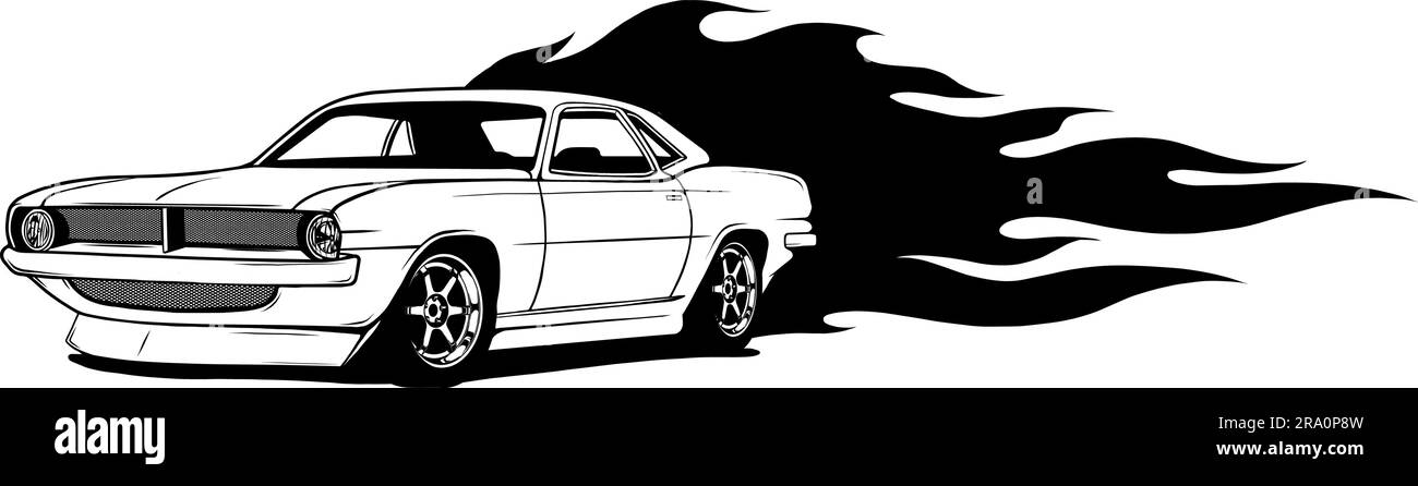 Muscle cars line art. Automotive vector illustration. Vintage sports ...