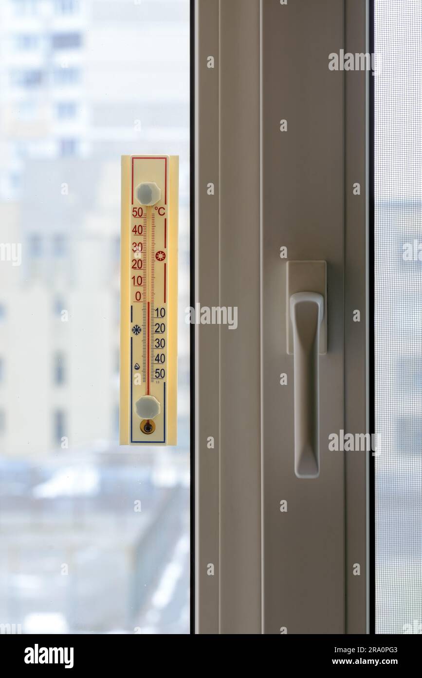 A thermometer, fixed out of the window, shows that it is zero degree ...
