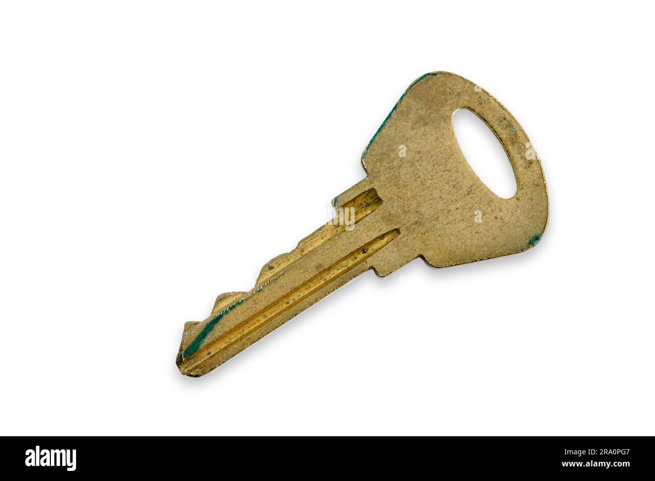 Scratched and ruined old modern key, isolated on white background Stock ...