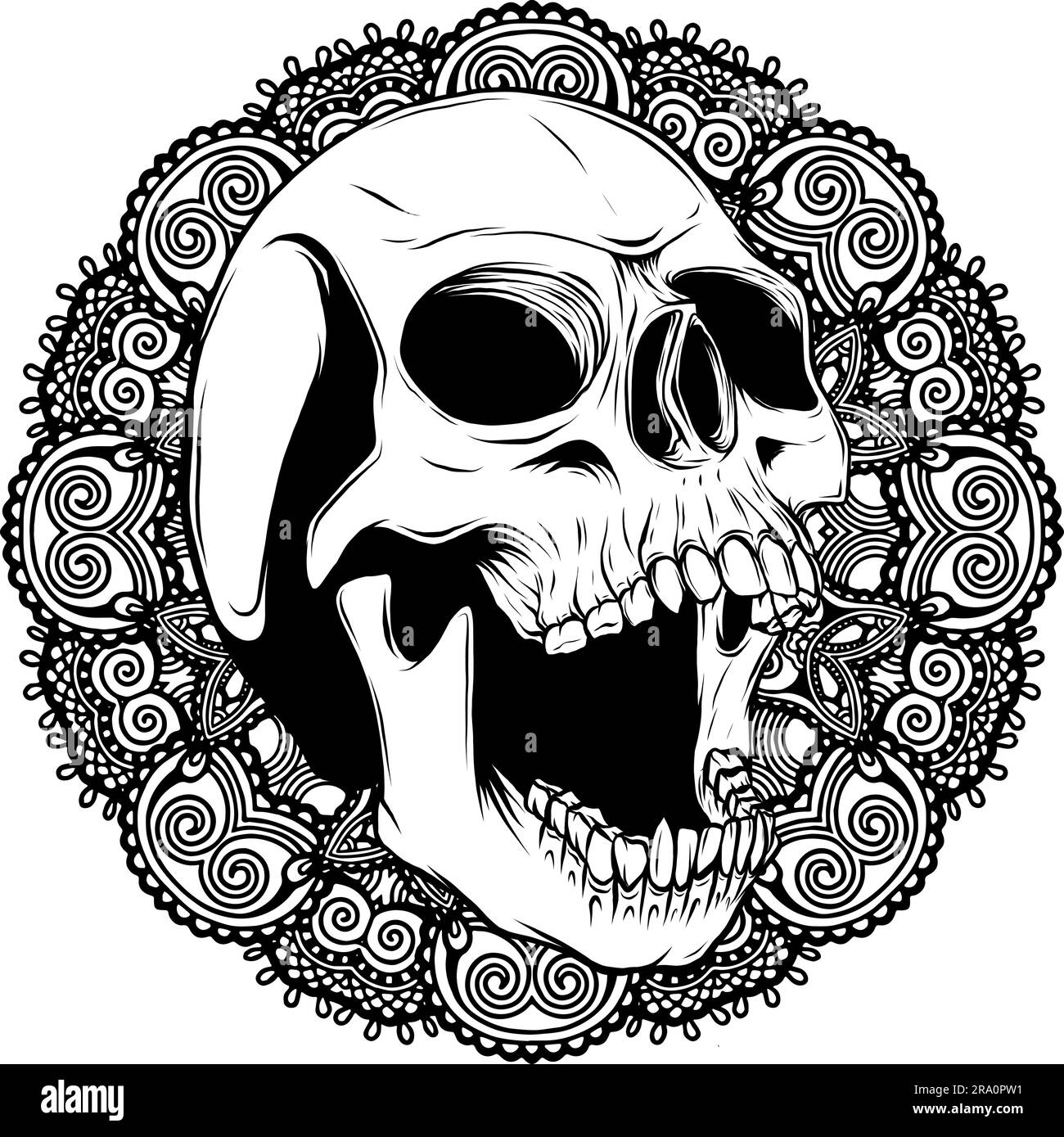 vector illustration of outline human skull design Stock Vector Image ...