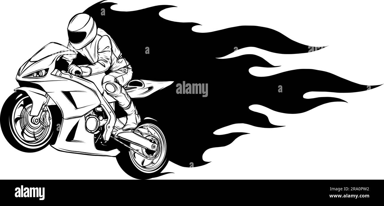 Super bike rider in outline icon vector illustration Stock Vector Image ...