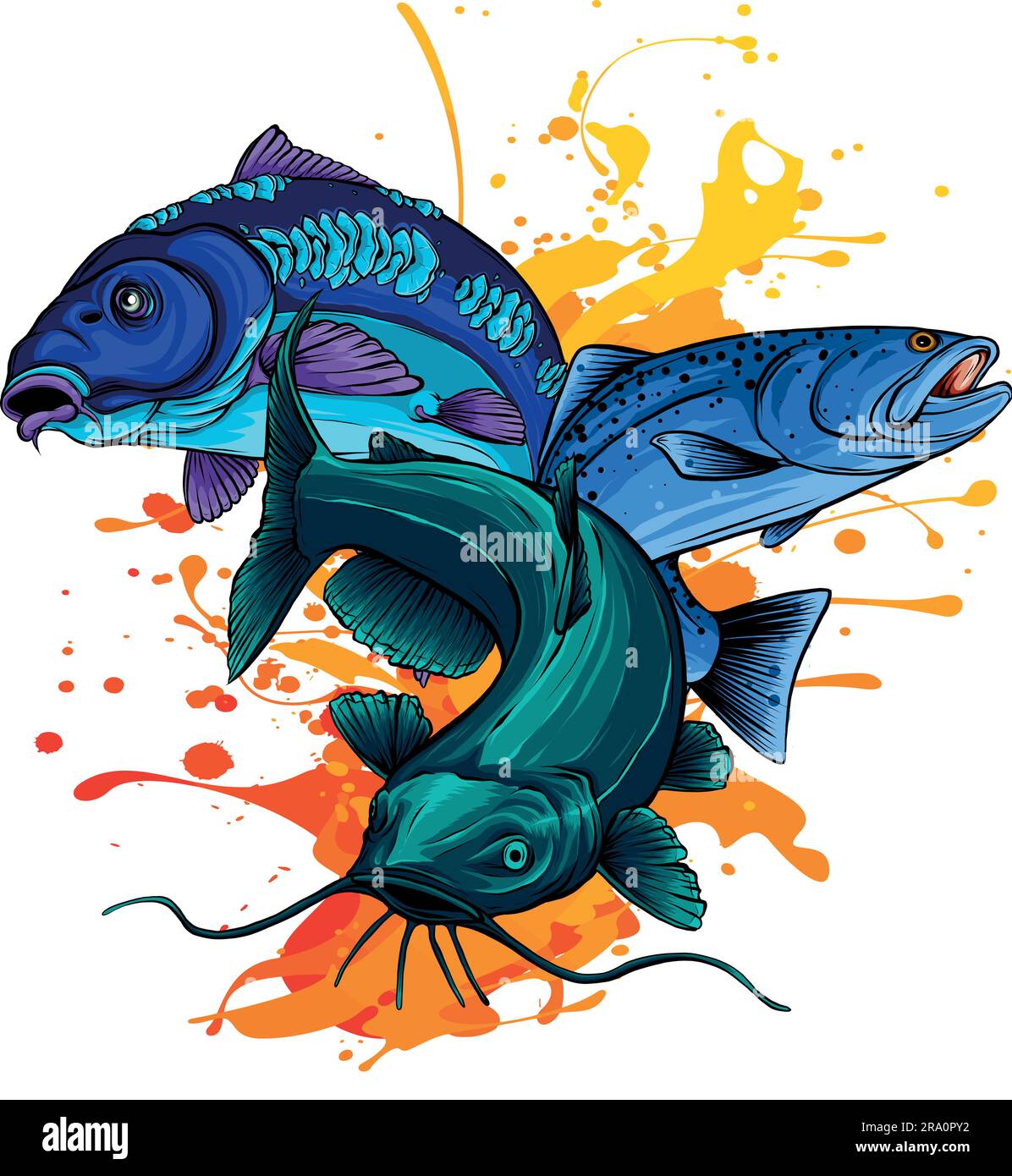 set of colored fish vector illustration design Stock Vector Image & Art ...