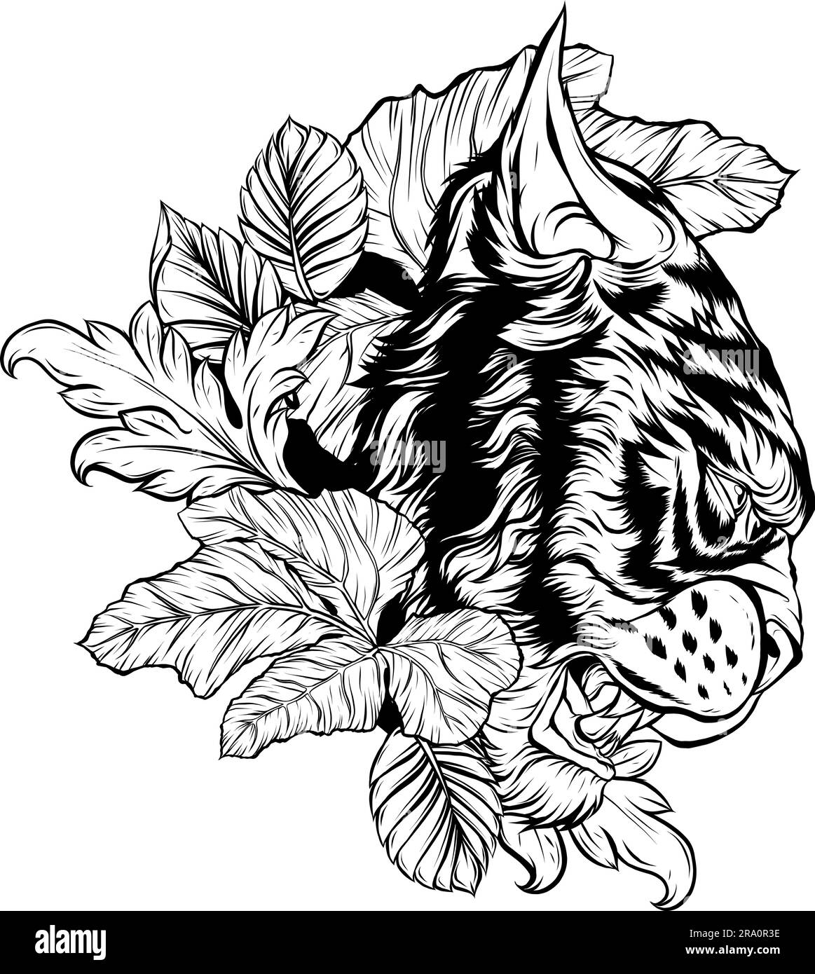 outline of Tiger head vector illustration design Stock Vector Image ...