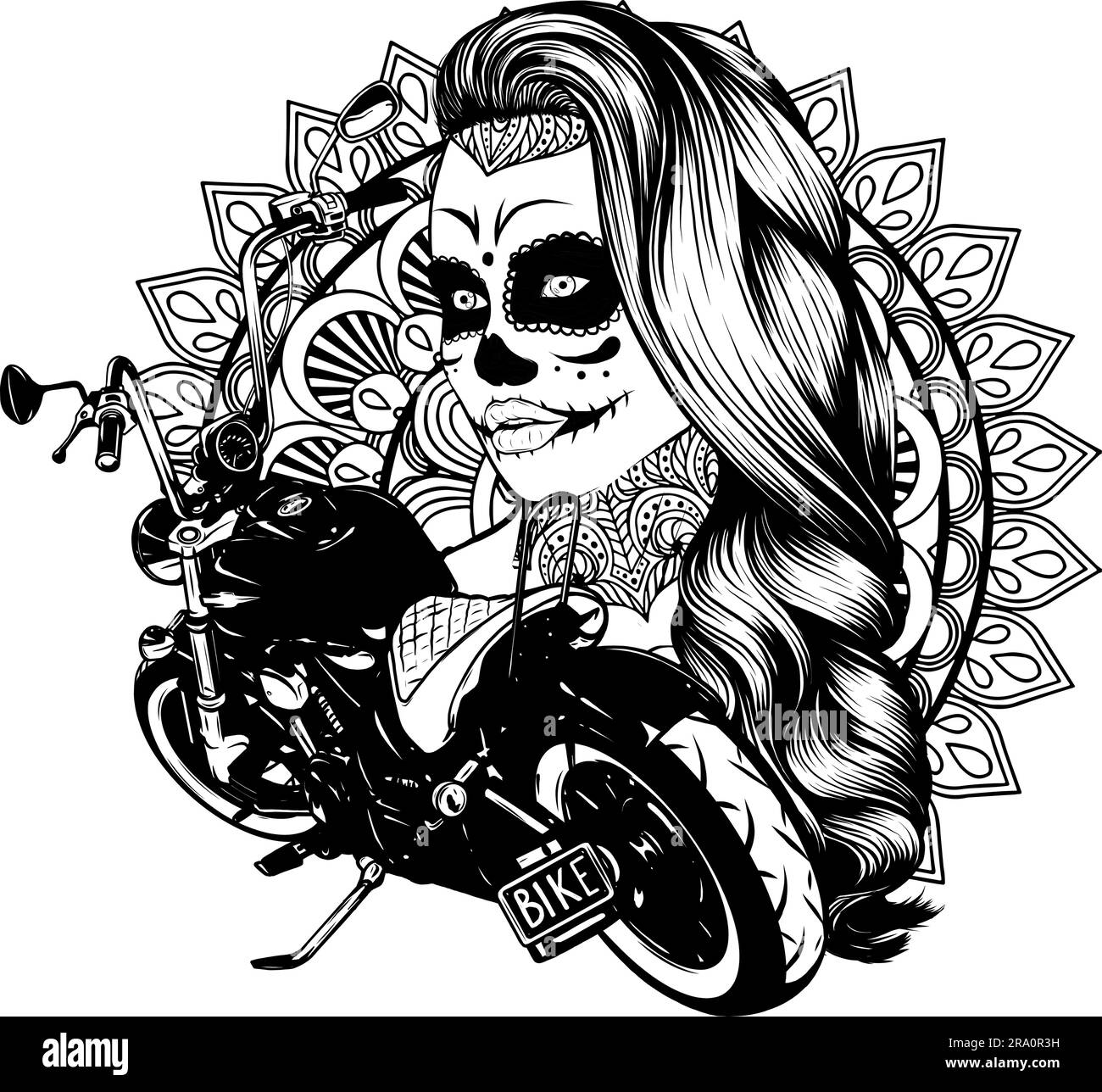 vector illustration of dead girl black and white outline Stock Vector ...