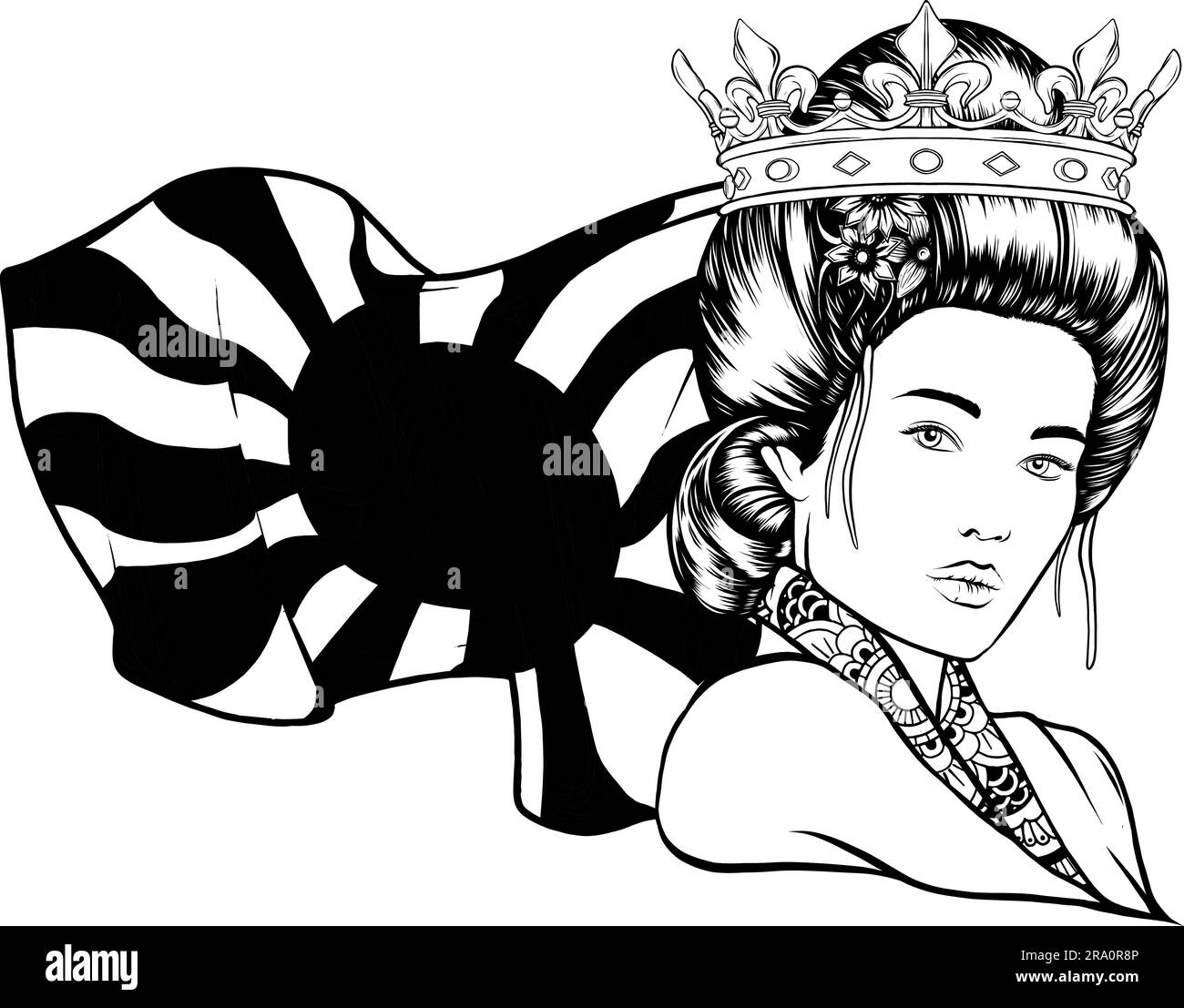 vector illustration of woman geisha outline design Stock Vector Image ...