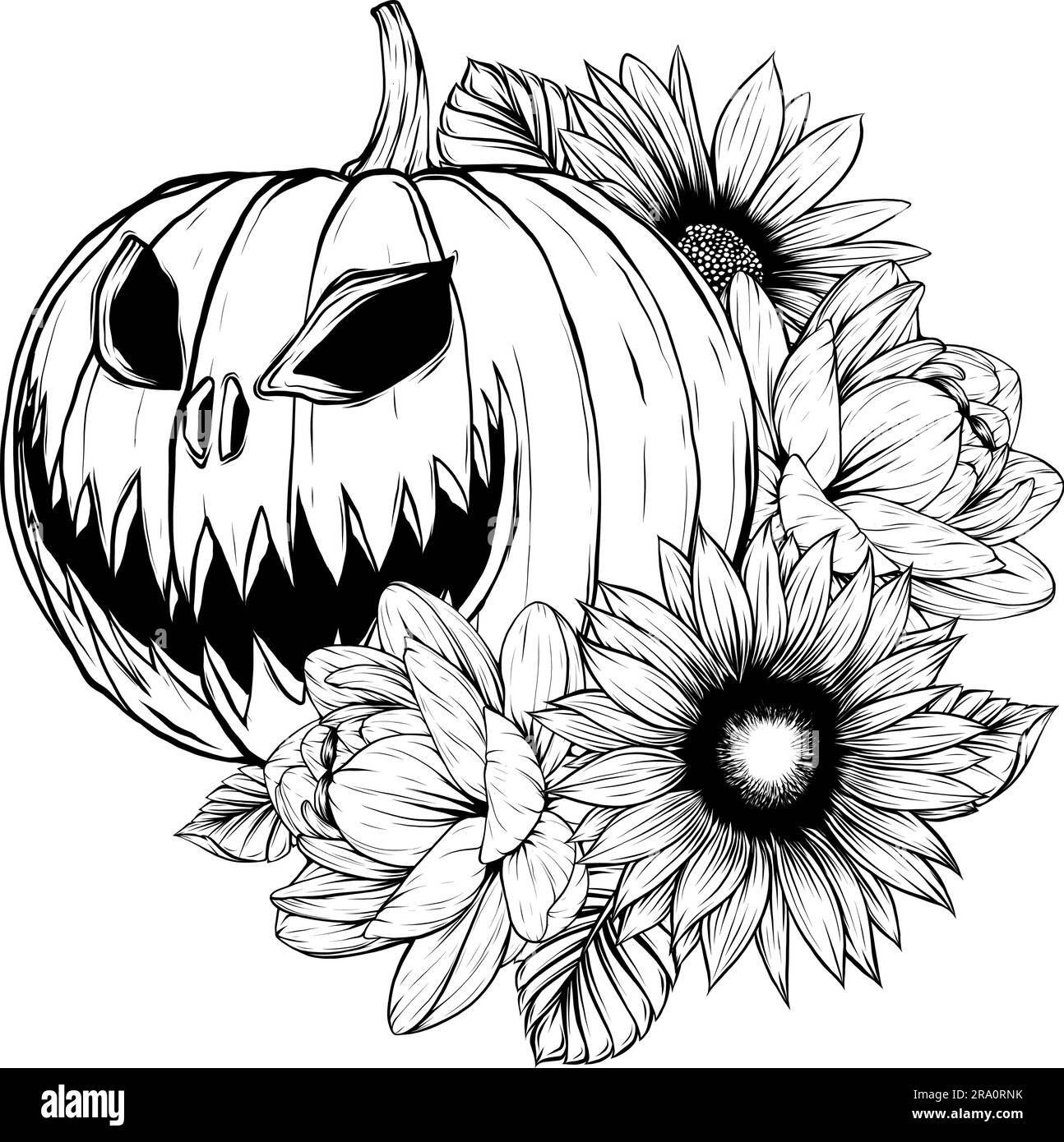 Halloween pumpkin. Vector illustration. Thin line art icon on white ...