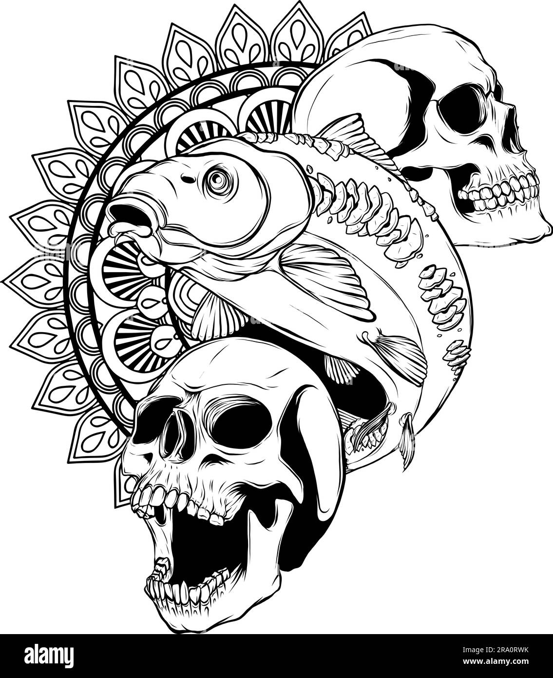 vector illustration of outline Carp fish design Stock Vector Image ...