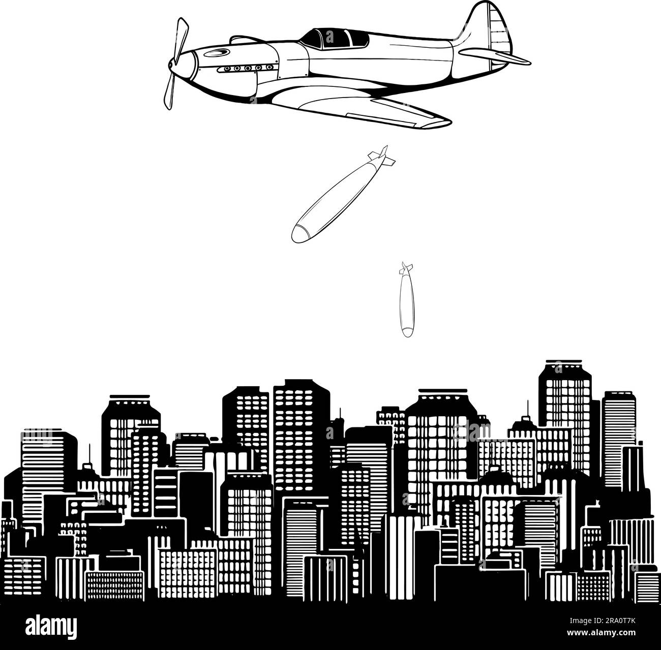 Monochrome vector illustration of old fighter plane Outline Stock ...