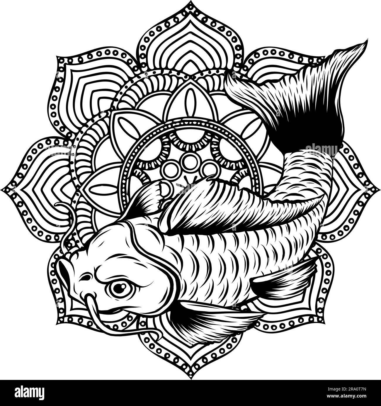 vector illustration of outline Carp fish design Stock Vector Image ...