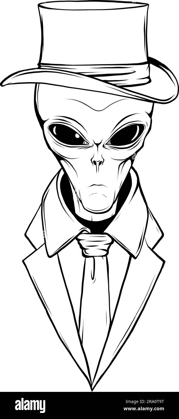 Vector outline alien head vector illustration design Stock Vector Image ...