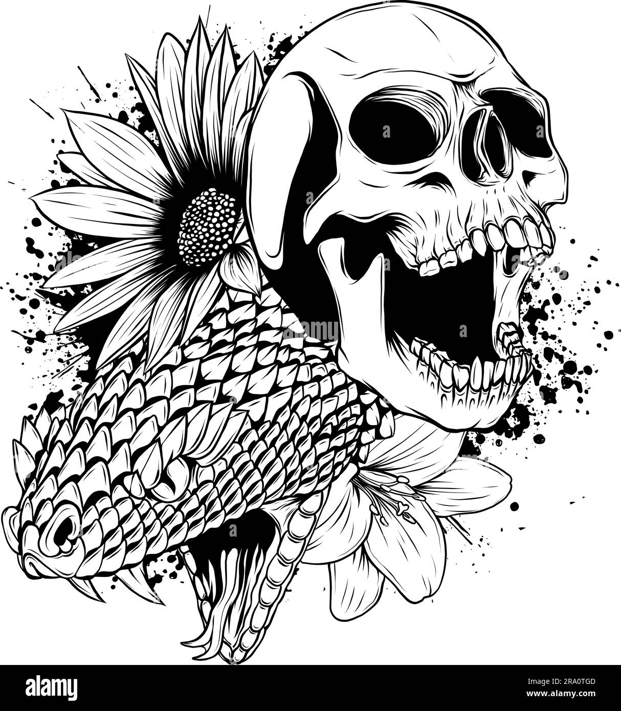 vector illustration of outline human skull design Stock Vector Image ...