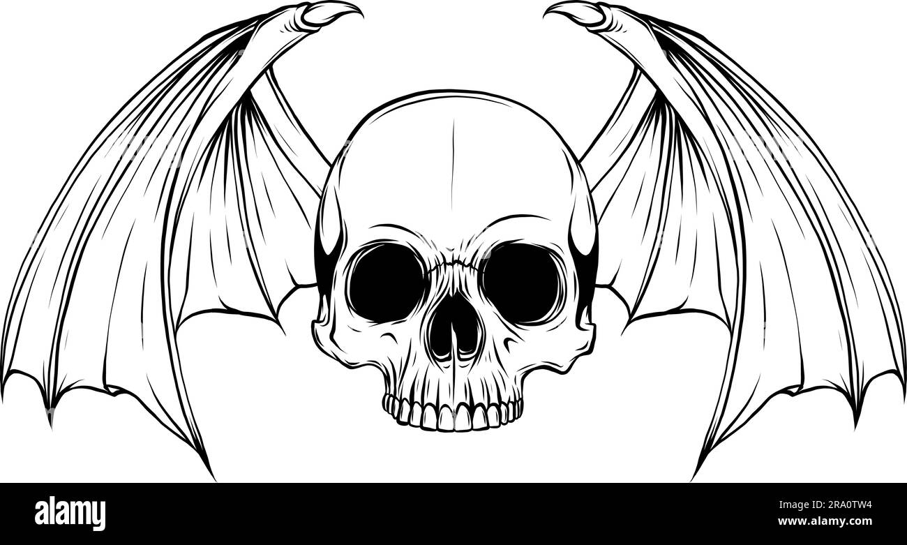 vector illustration of outline human skull design Stock Vector Image ...