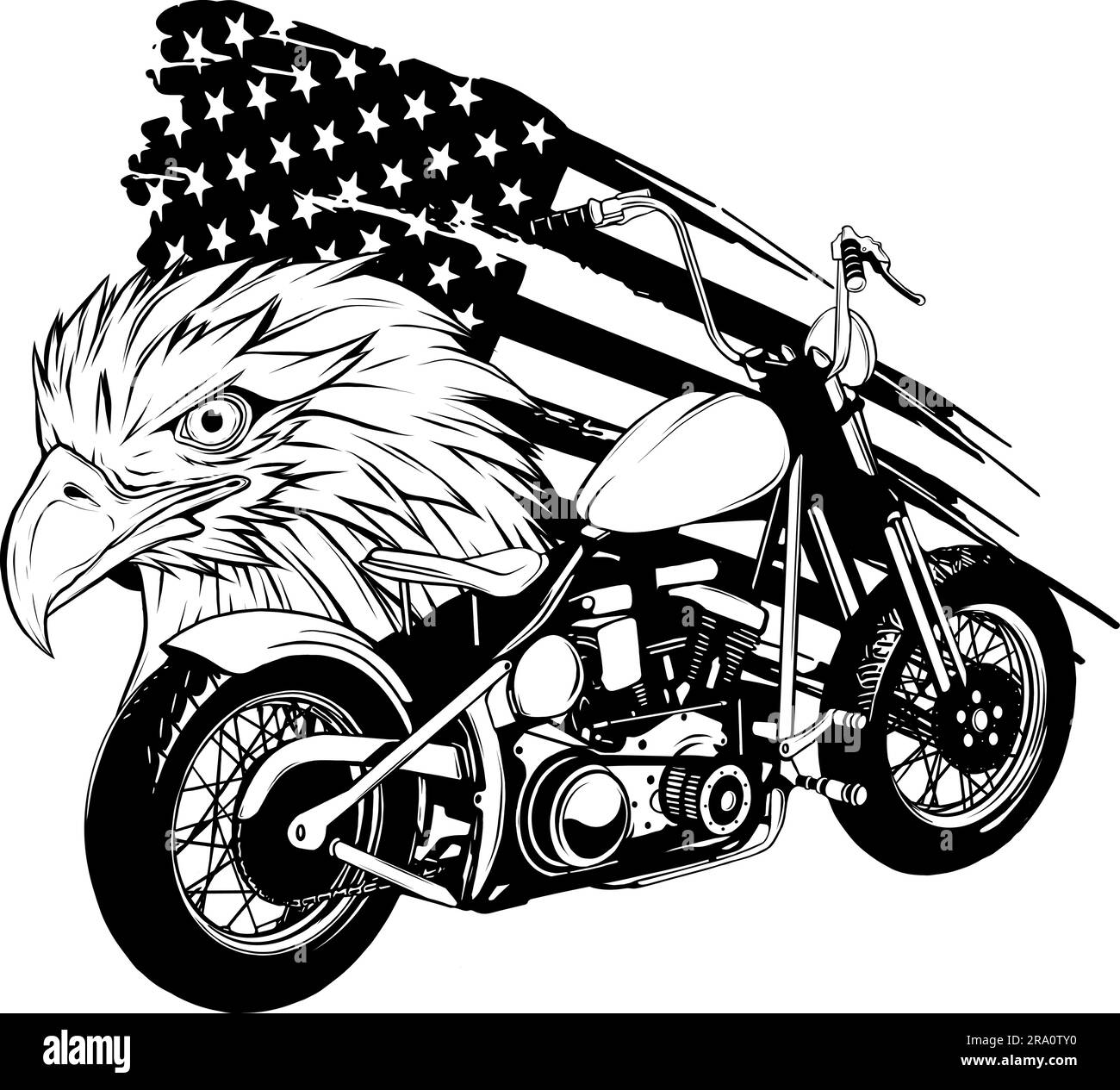 vector illustration of motorcycle in black and white outline Stock ...