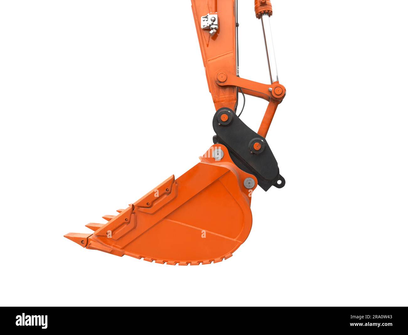 Crawler excavator with lift up bucket isolated on white background ...