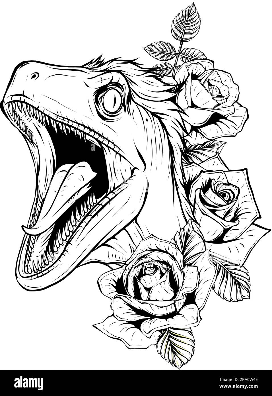 Hand drawn illustration of a raptor dinosaur outline Stock Vector Image ...