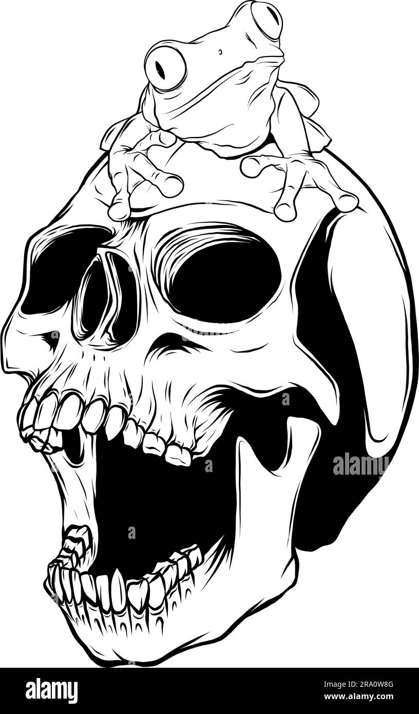 vector illustration of outline human skull design Stock Vector Image ...