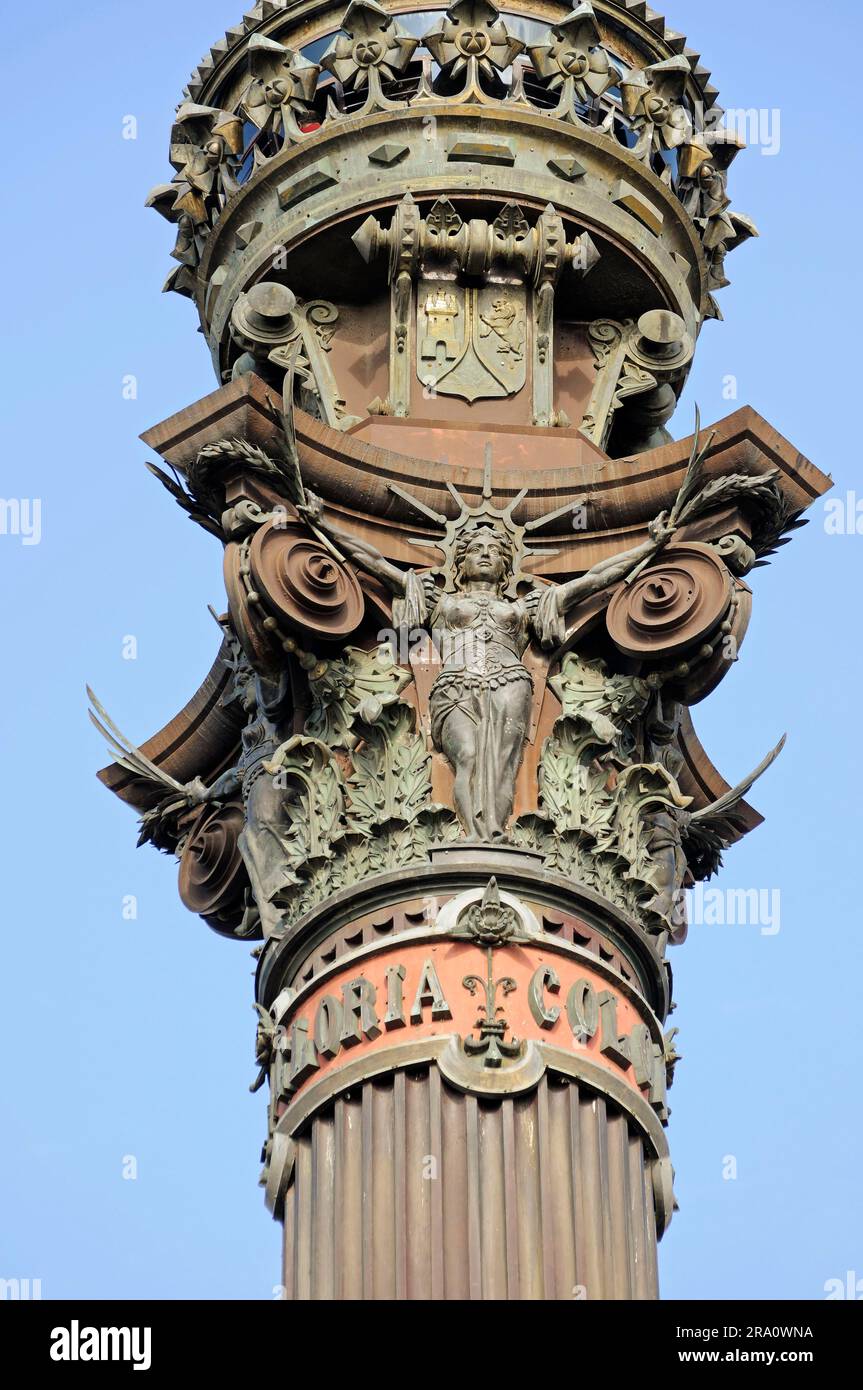 Old Port, Column of Columbus, Port Vell, Barcelona, Catalonia, Spain ...