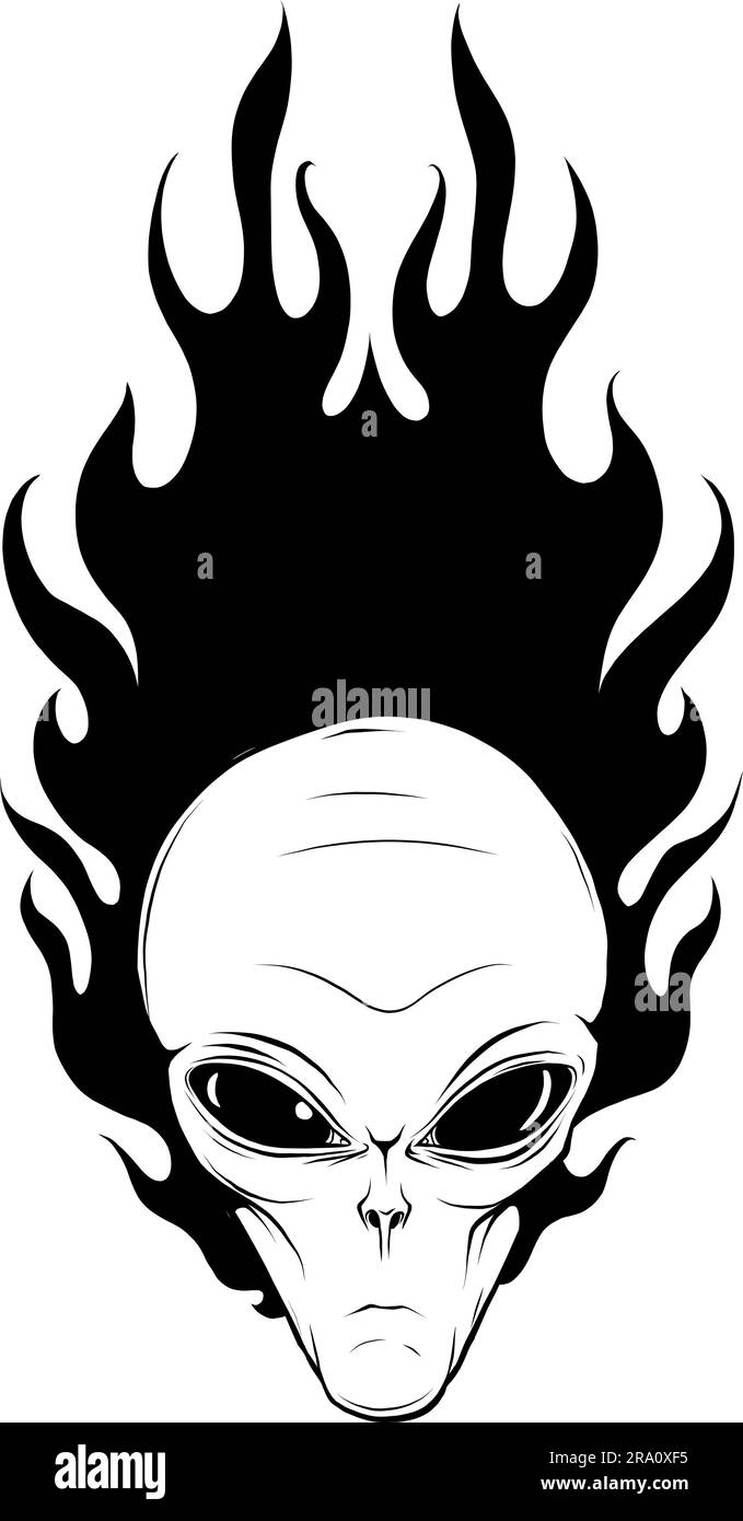 Vector outline alien head vector illustration design Stock Vector Image ...