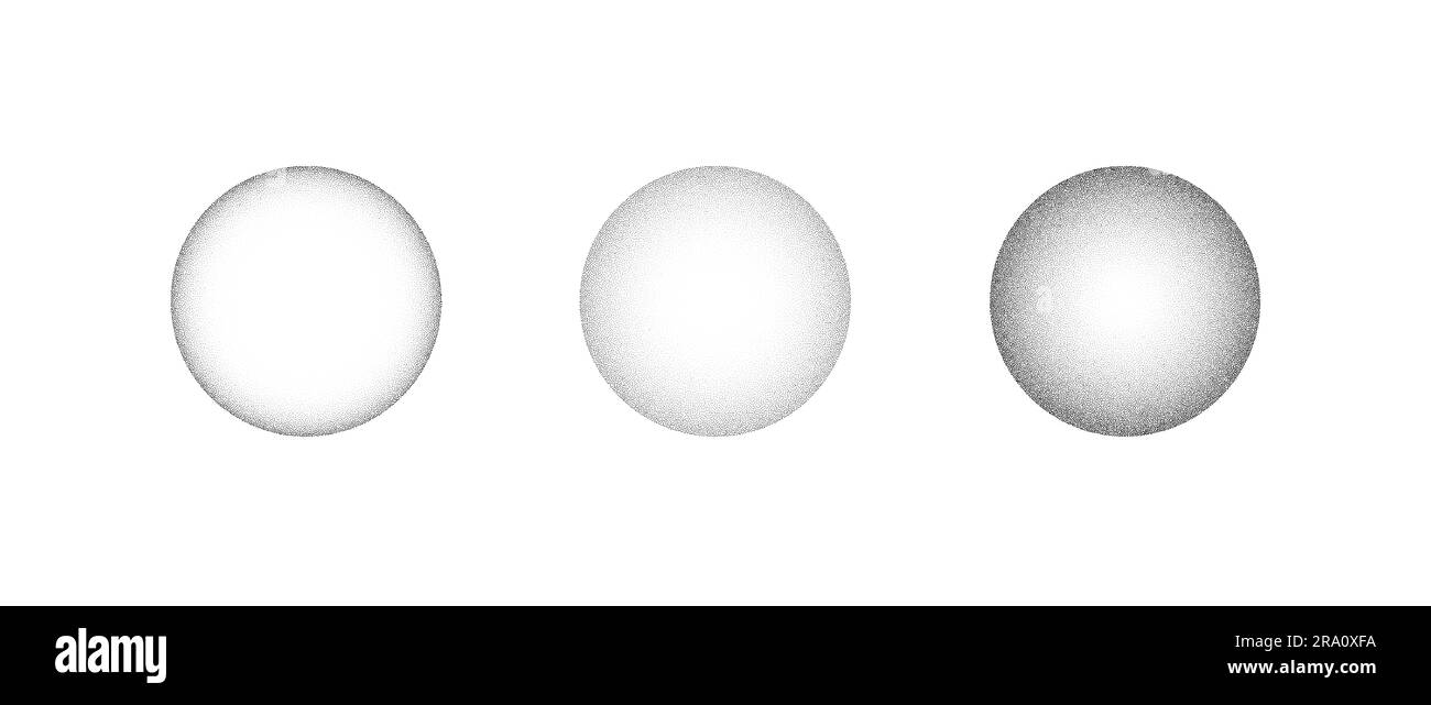 Textured gradient spheres set. Dotted circles collection. Stippled ...